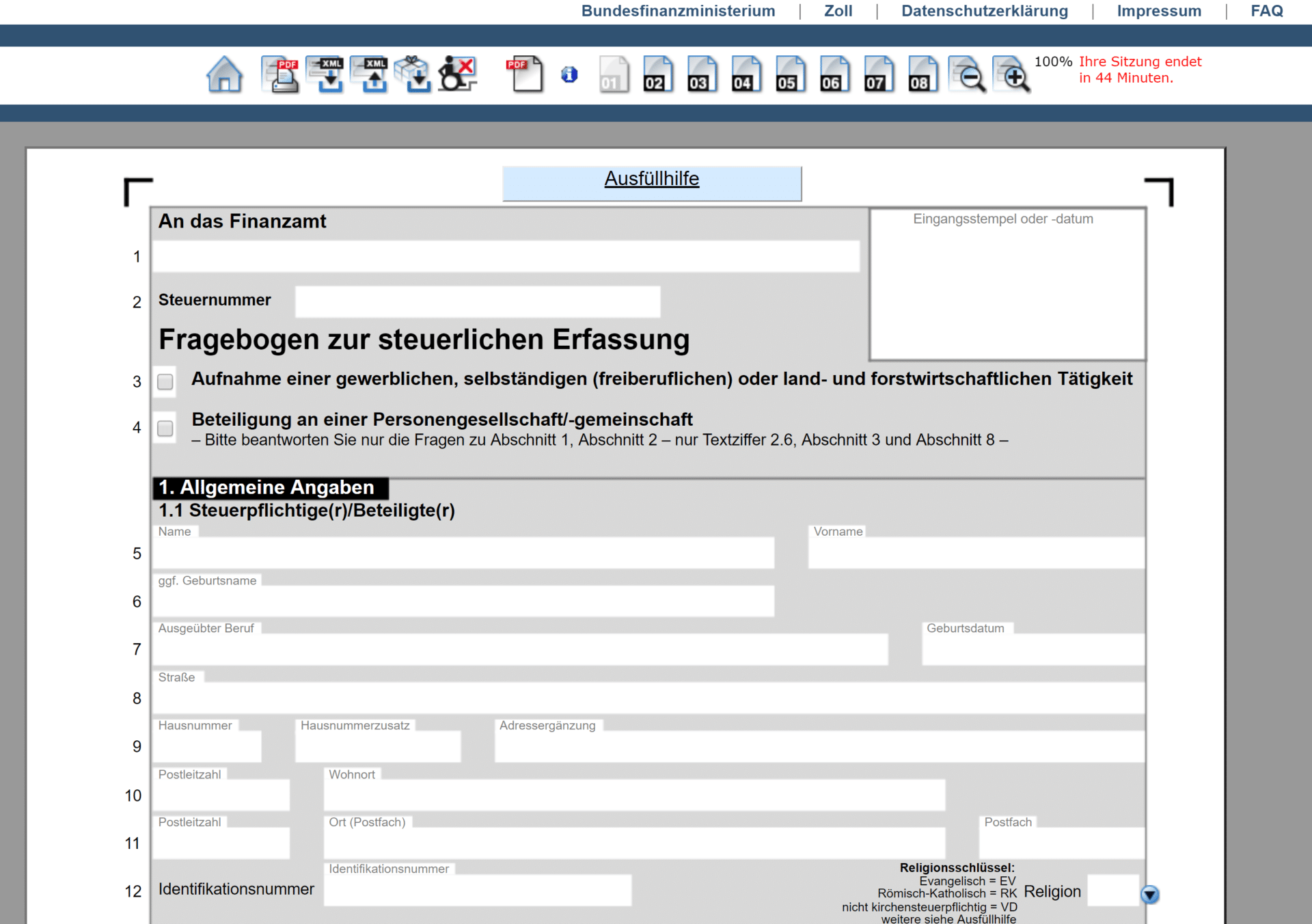 Beispiele Für Die Erfassung : Fragebogen zur steuerlichen Erfassung ...