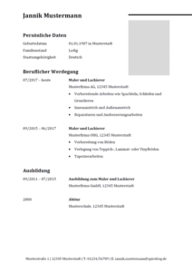 Bewerbung Maler und Lackierer / Malerin und Lackiererin - Spirofrog